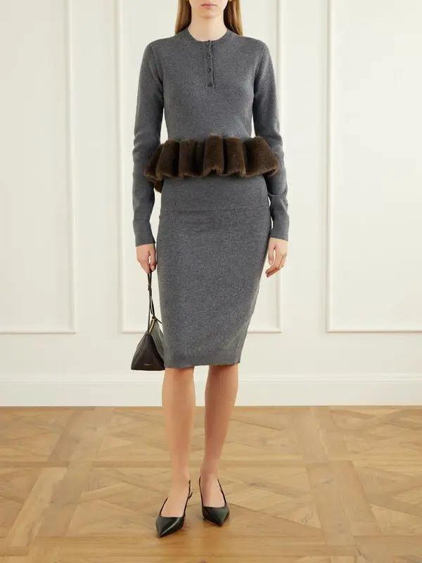 Stella McCartney Wool Midi Skirt - Gray