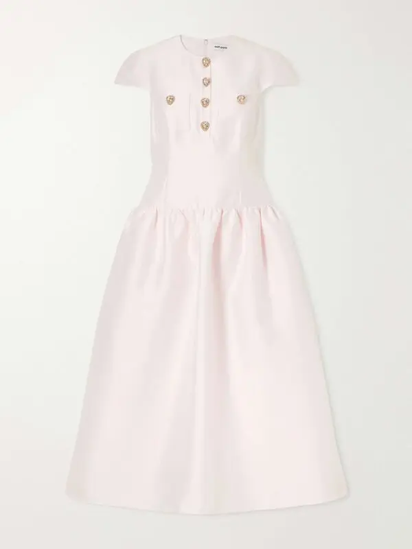 SELF-PORTRAIT Embellished Taffeta Midi Dress