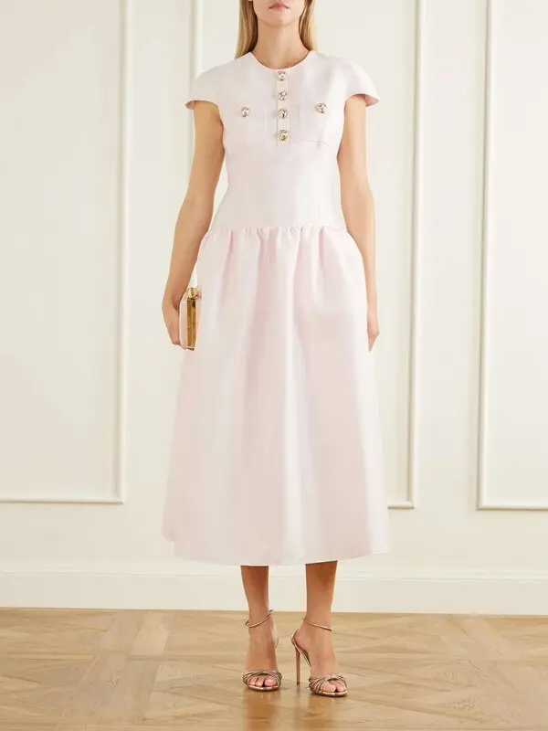 SELF-PORTRAIT Embellished Taffeta Midi Dress