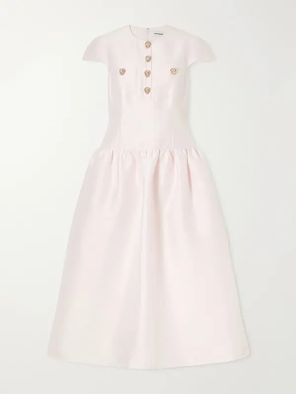 SELF-PORTRAIT Embellished Taffeta Midi Dress - Pink