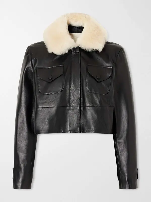 LIBEROWE Raja Cropped Shearling-trimmed Leather Jacket