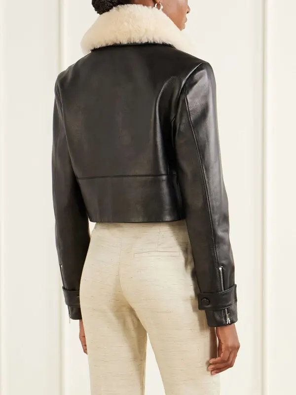 LIBEROWE Raja Cropped Shearling-trimmed Leather Jacket