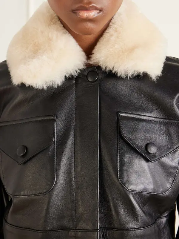 LIBEROWE Raja Cropped Shearling-trimmed Leather Jacket