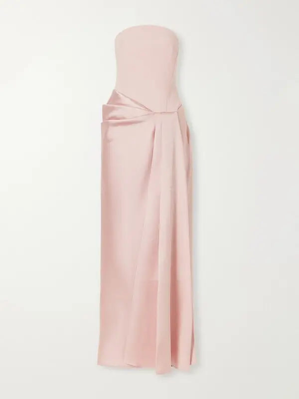 Solace London Seri Strapless Crepe Gown - Pink