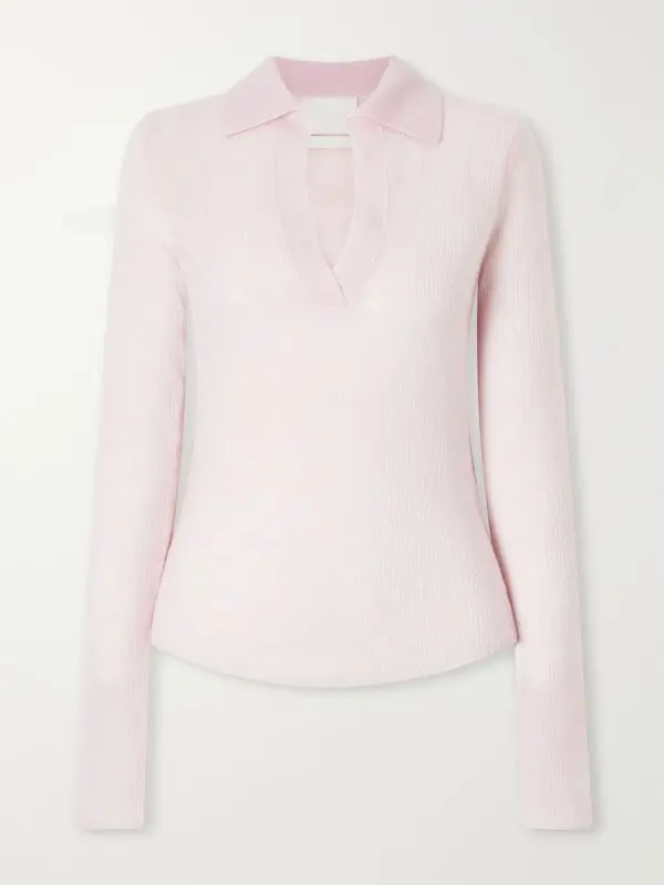 Citizens Of Humanity Simone Ribbed Wool And Cashmere-blend Polo Sweater - Pink