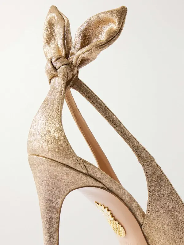 AQUAZZURA Bow Tie 105 Satin And Leather Pumps