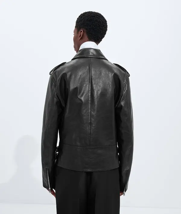 Bottega Veneta Rubbery Leather Biker Jacket