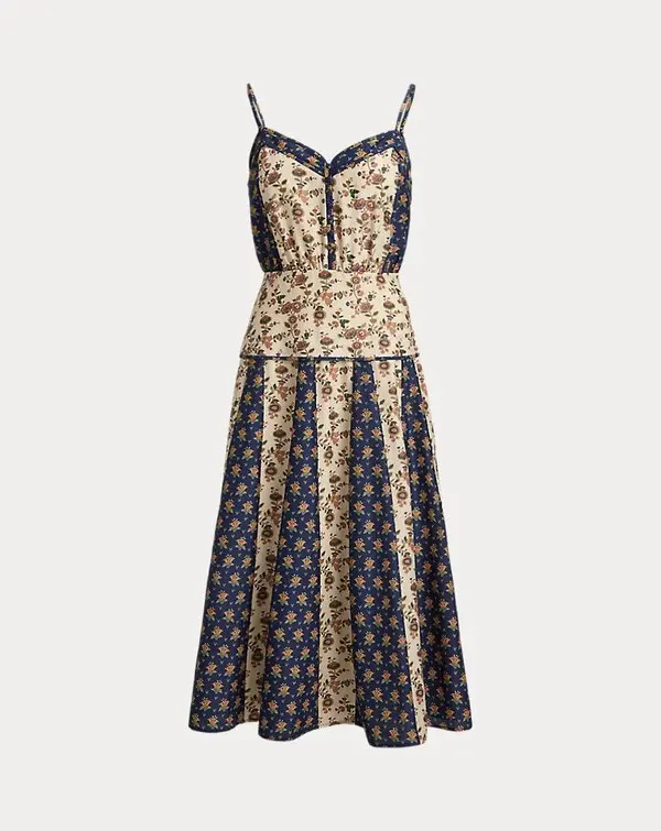 Ralph Lauren Sleeveless Mixed-print Paneled Dress