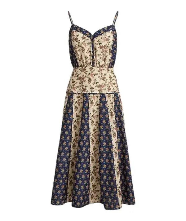 Ralph Lauren Sleeveless Mixed-print Paneled Dress