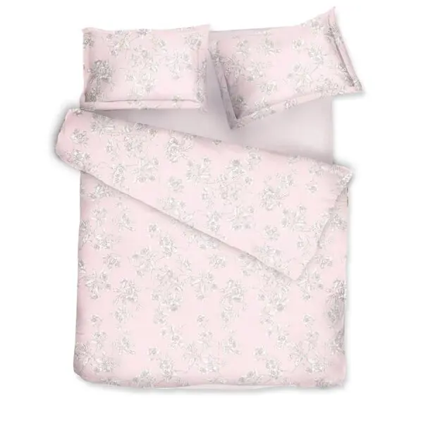 DECOFLUX HOME White / Pink Cotton Bedding Set Eden Primrose Pink - White/pink