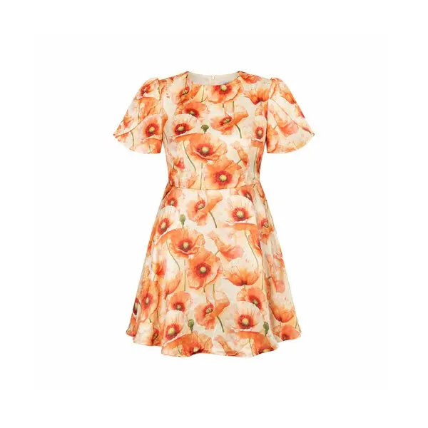 GIRL IN MIND Sora Floral Mini Skater Dress - Orange