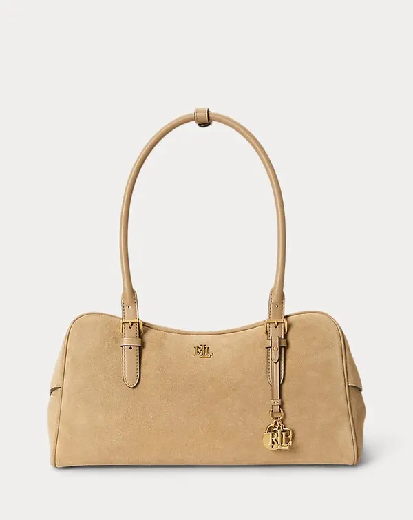 Ralph Lauren Suede Marcy Zip Satchel - Tan