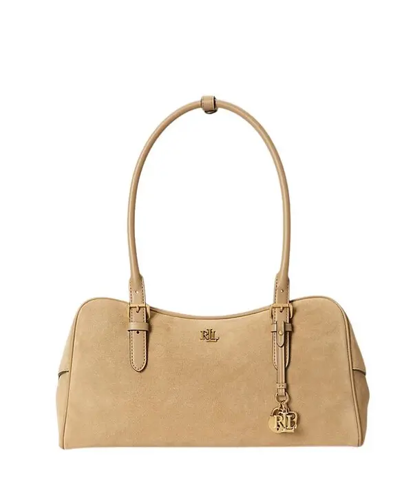 Ralph Lauren Suede Marcy Zip Satchel - Tan