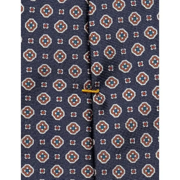 Eton Medallion-print Silk Neck Ties - Navy Blue