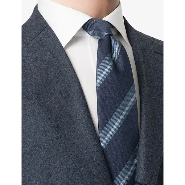 Eton Striped Woven Shantung Silk Tie