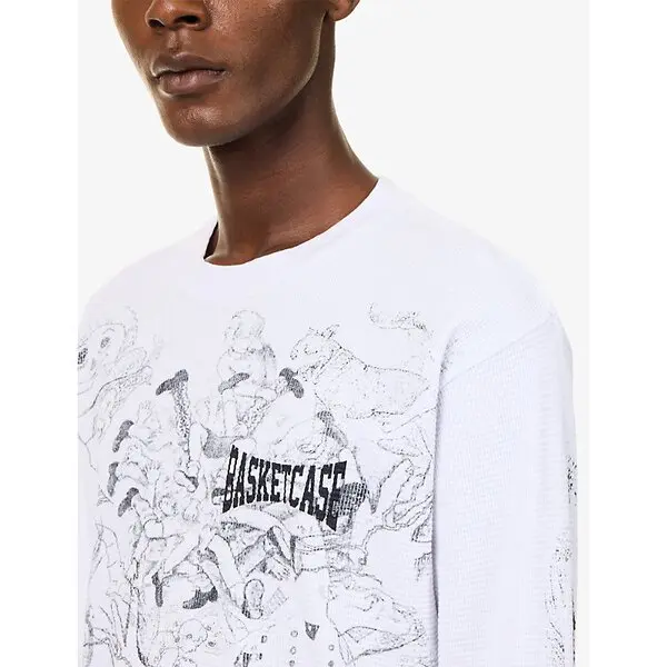 BASKETCASE Scribble Waffle Long-sleeve Cotton Top