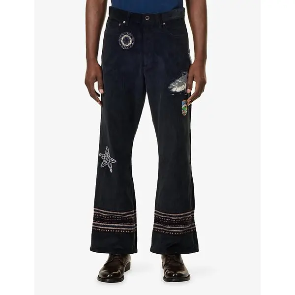 KHOKI Patched Design Cotton Corduroy Trousers