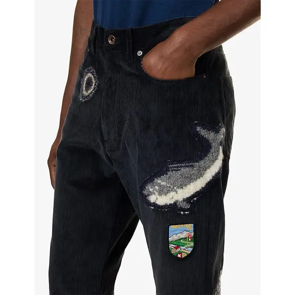 KHOKI Patched Design Cotton Corduroy Trousers