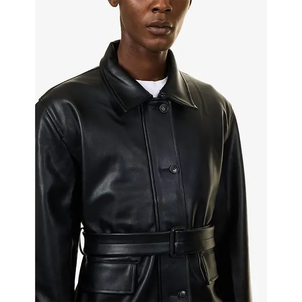 BASKETCASE Belted Faux Leather Jacket