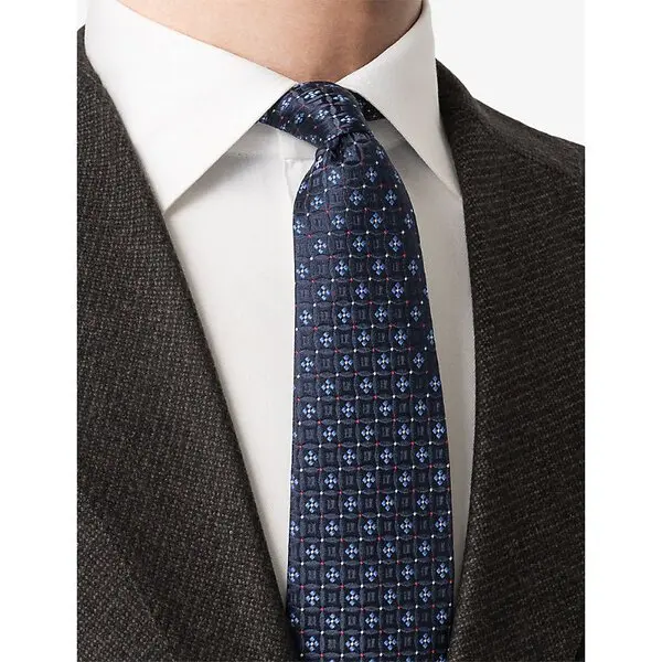 Eton Floral Medallion Woven Silk Tie