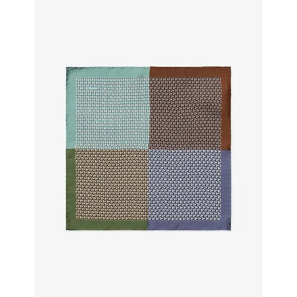 Eton Geometric Silk-twill Pocket Square