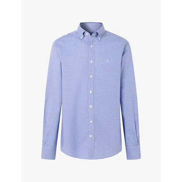 HACKETT Gingham Tailored-fit Stretch-cotton Shirt - Navy