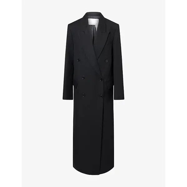 THE FRANKIE SHOP Skye Double-breasted Woven Coat - Black