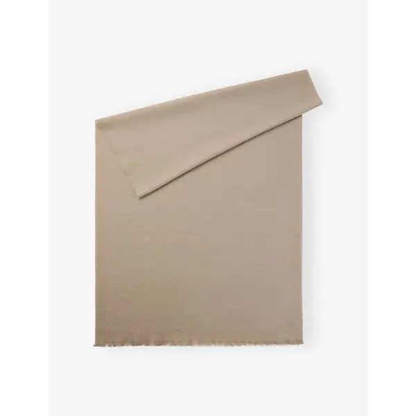 BOSS Monogram-pattern Cotton-blend Scarf - Dark Beige