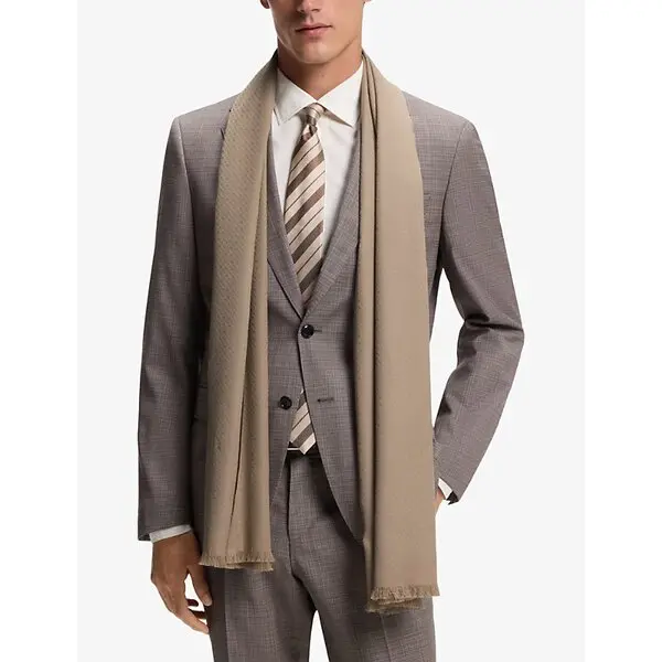 BOSS Monogram-pattern Cotton-blend Scarf
