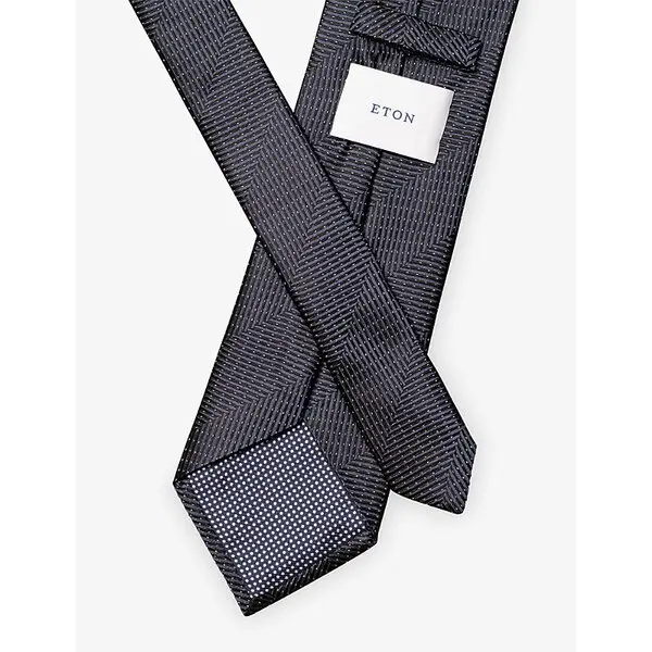 Eton Herringbone Woven Silk Tie