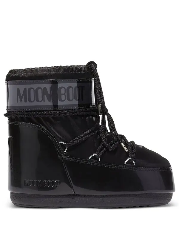 Moon Boot Icon Low Glance Satin Boots - Black
