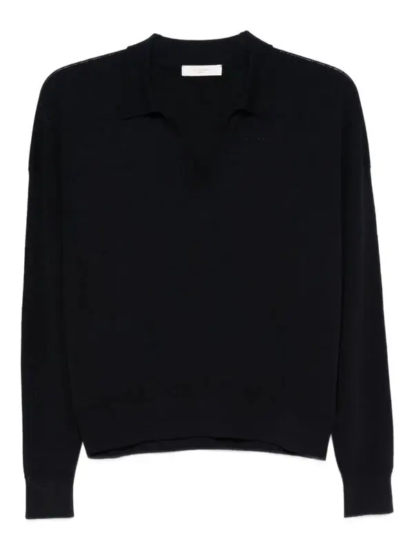 ZANONE Polo With V-neck Wide Fit In Flexwool - Blue