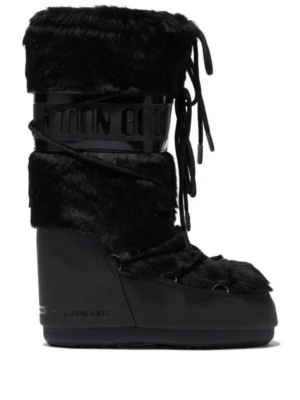 Moon Boot Icon Boots In Faux Fur - Black