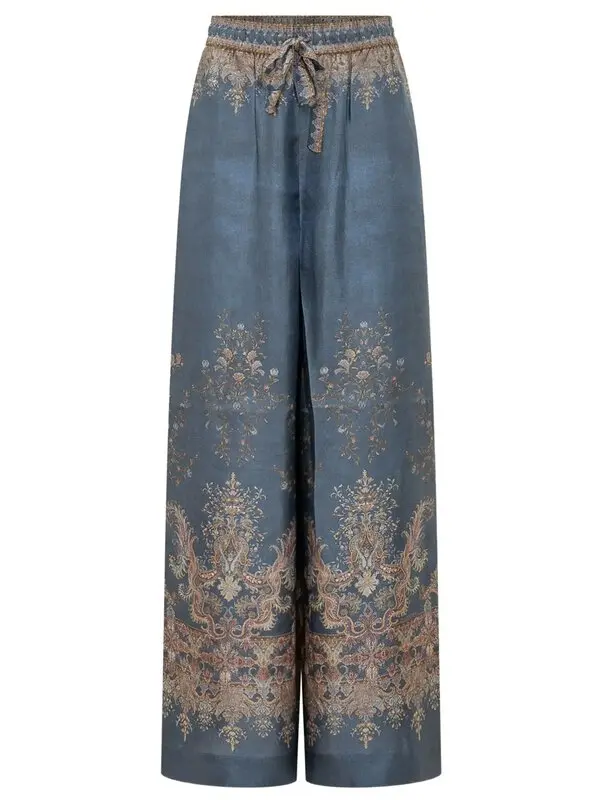 Zimmermann Valiant Paisley Silk Pants - Blue