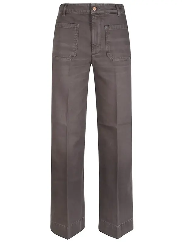 Victoria Beckham Alina Wide Leg Jeans In Fossil - Grey