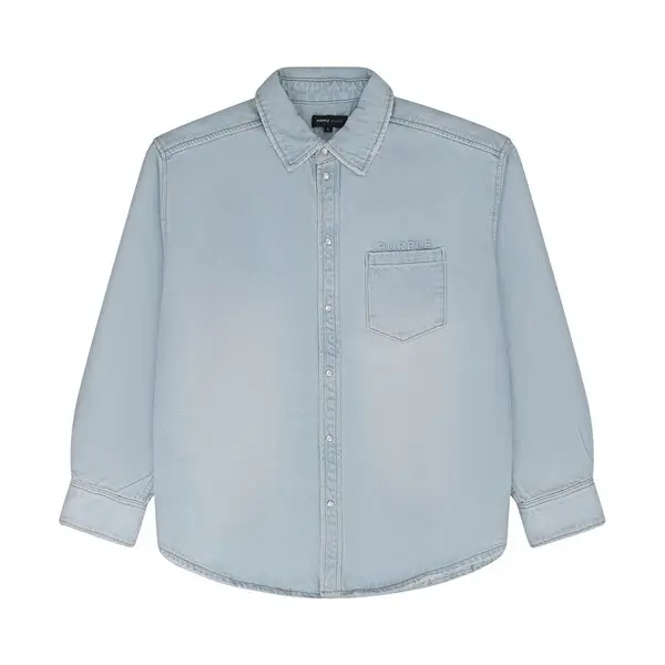 PURPLE BRAND Oversized Western Shirt 'light Indigo - Blue