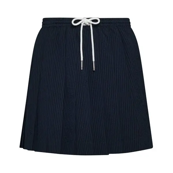 Thom Browne Wool Mini Length Drawstring Pleated Skirt 'navy - Blue