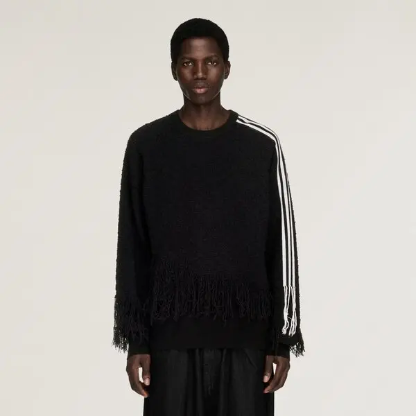 Adidas Y-3 Knitted 3-stripes Fringy Sweater - Black