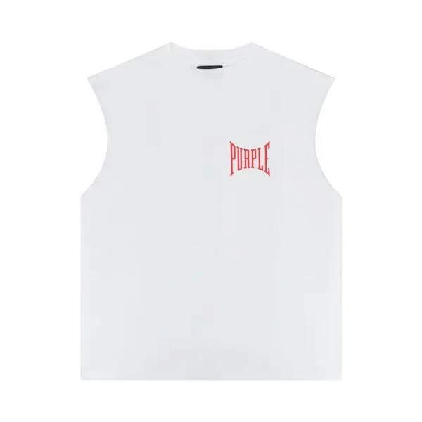 PURPLE BRAND Oversized Cut Off Tee 'off - White