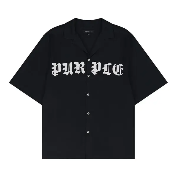 PURPLE BRAND Lyocell Short-sleeve Shirt - Black