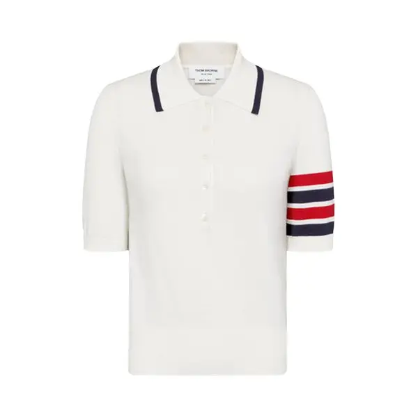 Thom Browne Jersey Stitch Hector Intarsia Four Bar Stripe Polo