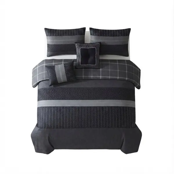 PURE PARIMA Black / Grey Bebejan Kyle Black Reversible Comforter Set - Black/grey