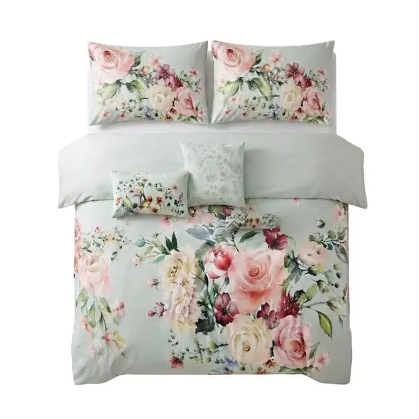 PURE PARIMA Bebejan Rose On Misty Reversible Comforter Set - Green