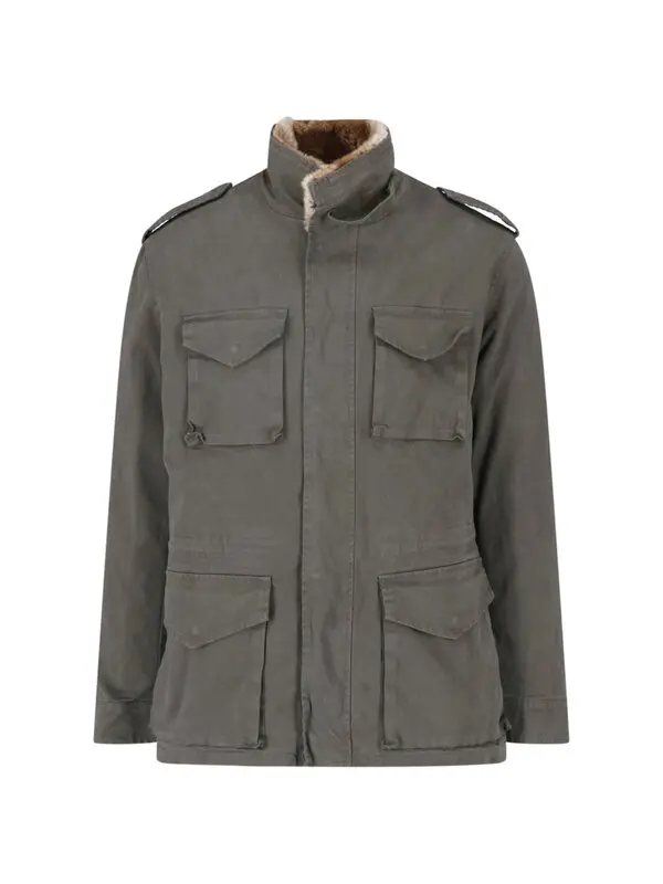 DRUMOHR Field Jacket With Faux Fur Collar - Green