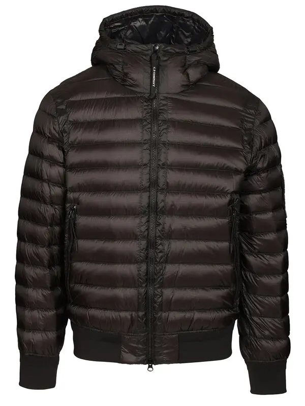 C.P. COMPANY Medium-length Down Jacket With Hood And Zip Closure