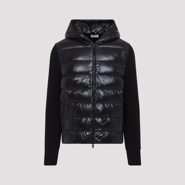 Moncler Jacket Cardigan With Down-filled Warmth - Black