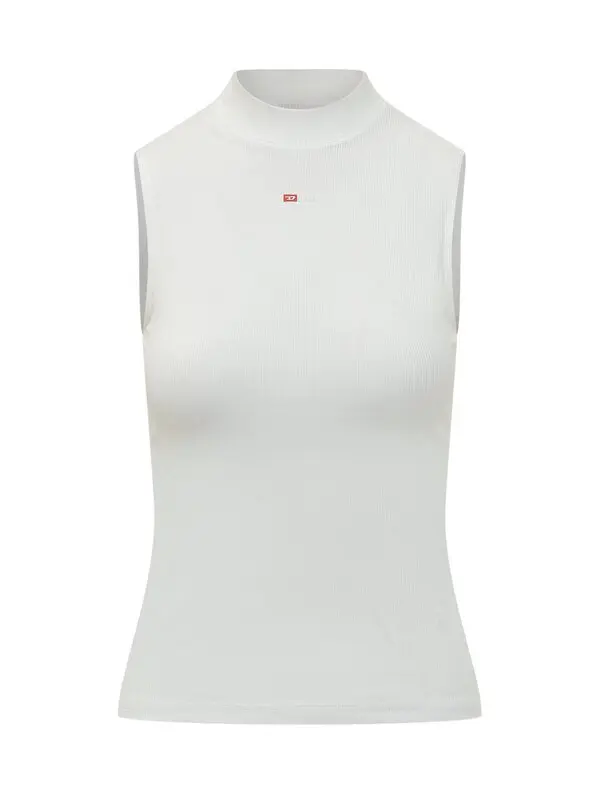 DIESEL® Mock Neck Sleeveless Mini Top - Bianco