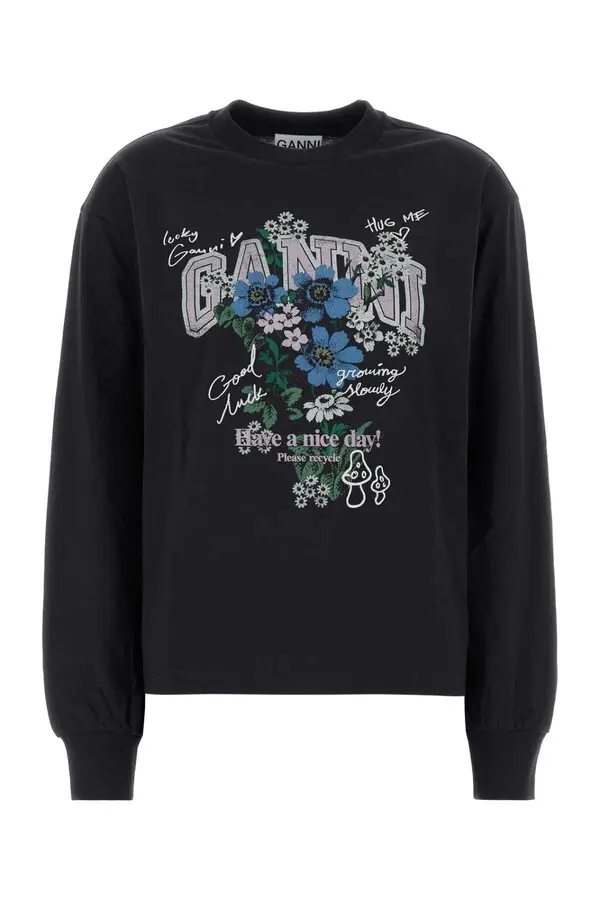 GANNI Slate Cotton Oversize T-shirt
