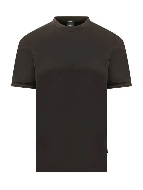 BOSS Giro Neck T-shirt With Cut Sleeves