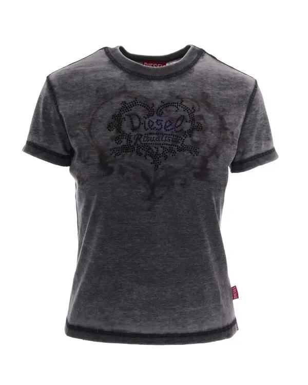 DIESEL® Embellished Crew Neck T-shirt - Off/black